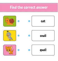 Educational game for kids find correct answer Vector Image