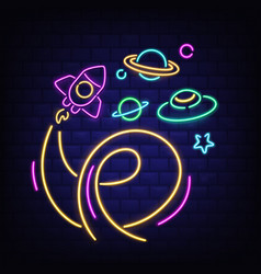 Cosmic neon icons Royalty Free Vector Image - VectorStock