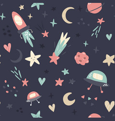 Childish seamless pattern hand drawn space Vector Image