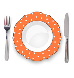 Empty red dish with figured edges Royalty Free Vector Image