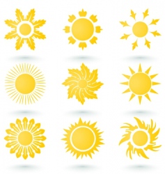 Yellow sun icon set image Royalty Free Vector Image