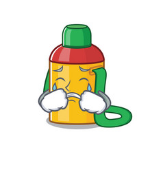 Crying water bottle mascot cartoon Royalty Free Vector Image