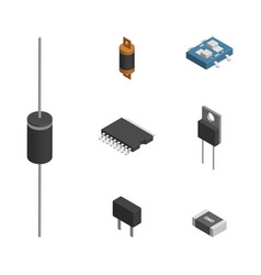 Set of isometric electronic components Royalty Free Vector