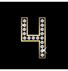 Golden glitter number four realistic Royalty Free Vector