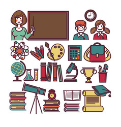 School cartoon items Royalty Free Vector Image