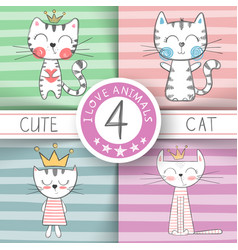 Cute princess cat cartoon Royalty Free Vector Image