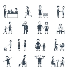 Cartoon kid daily routine activities set Vector Image