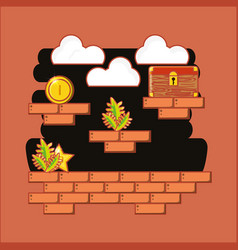 Cartoon golden coins nugget chest wallet ui set Vector Image