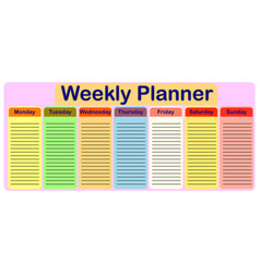 Kids weekly planner with cute monster cartoon Vector Image