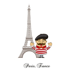 Cartoon french man in beret and grey jacket Vector Image