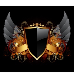 Red shield with golden wings Royalty Free Vector Image