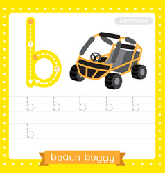 Letter b lowercase tracing practice worksheet Vector Image