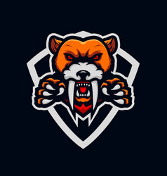 Angry tiger baseball team logo mascot Royalty Free Vector