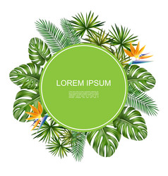 Watercolor hand painted tropical frame circle Vector Image