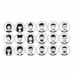 Girls outline avatars collection Royalty Free Vector Image