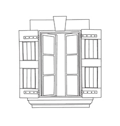 Window close sketch hand drawing Royalty Free Vector Image