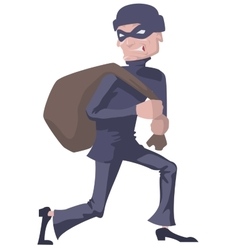 Cartoon rat thief stealing on the bag and running Vector Image