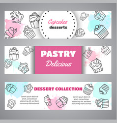 Cake banners with handdrawn akes and pink splashes