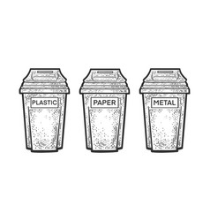 Waste sorting orange trash can with sorted Vector Image