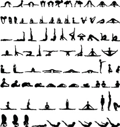 Yoga asanas pen line Royalty Free Vector Image