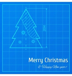 Christmas tree as technical blueprint drawing Vector Image
