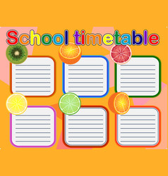 School plan schedule template Royalty Free Vector Image