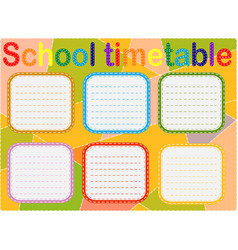 School timetable template on copy book sheet Vector Image
