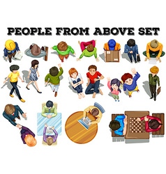 Gathering people group top view walking men Vector Image