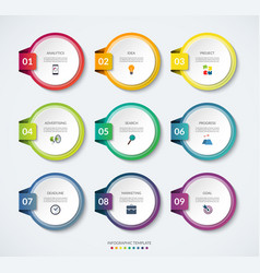 Infographic circle template with 9 steps Vector Image