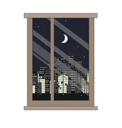 Open window - night and day Royalty Free Vector Image