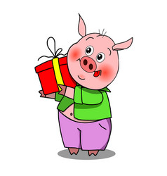 Cute pretty pig cartoon Royalty Free Vector Image