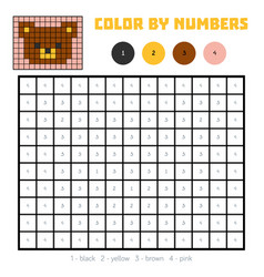 Paint number puzzle nonogram bear Royalty Free Vector Image