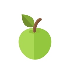 Sticker green apple with stem Royalty Free Vector Image