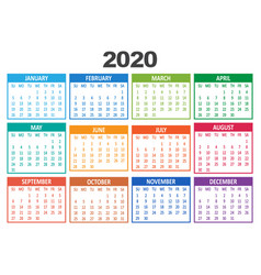 Calendar 2020 2021 week starts from monday Vector Image
