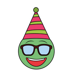 Smiley emoji party hat Royalty Free Vector Image