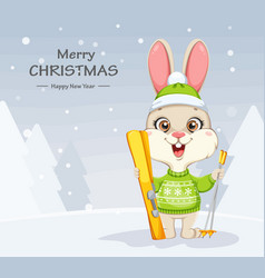 Cute rabbit cartoon character funny bunny Vector Image
