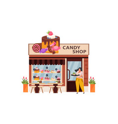 Cartoon candy shop a small cute market Royalty Free Vector