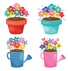 Children gardening and planting Royalty Free Vector Image