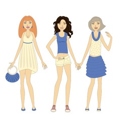 Three cute girls Royalty Free Vector Image - VectorStock