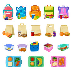 Lunch box with food banner Royalty Free Vector Image