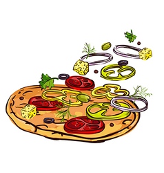 Drawing pizza Royalty Free Vector Image - VectorStock