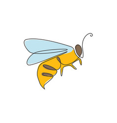 One continuous line drawing elegant bee Royalty Free Vector