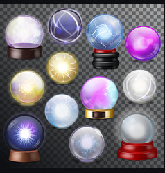 Magical crystal orbs glowing magic balls Vector Image