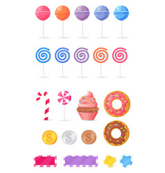 Different sweets and candies from sugar realistic Vector Image