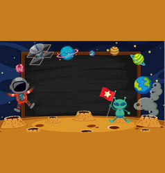 Border template with astronaut in space Royalty Free Vector