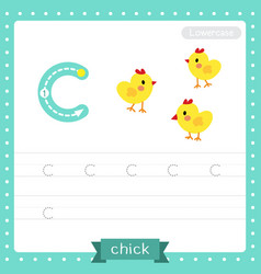Letter c lowercase tracing practice worksheet Vector Image