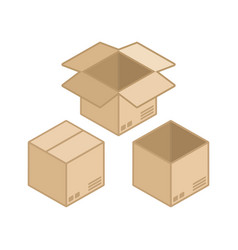 Open cartoon flat cardboard box on white Vector Image