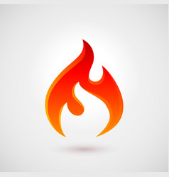 Red fire flat icon isolated on white background Vector Image