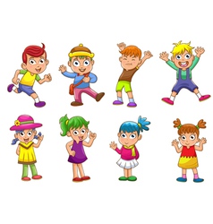 Cute children cartoon collection Royalty Free Vector Image