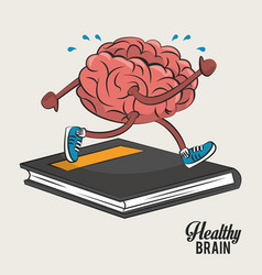 Cute brain reading cartoon Royalty Free Vector Image
